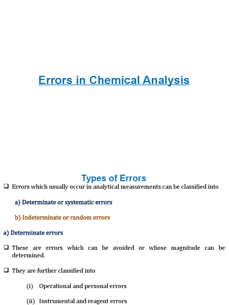 Errors in Chemical Analysis | PDF | Observational Error | Accuracy And ...