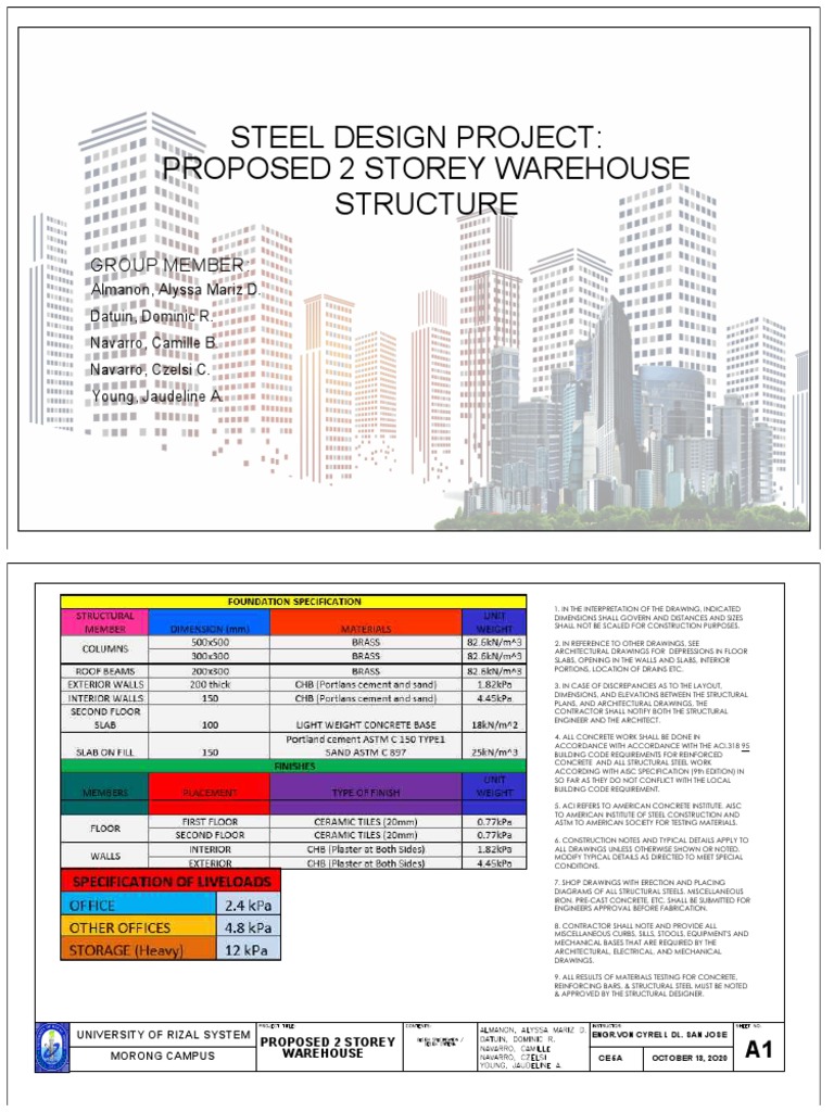 Proposed 2 Storey Warehouse Structure Steel Design Project:: Group ...