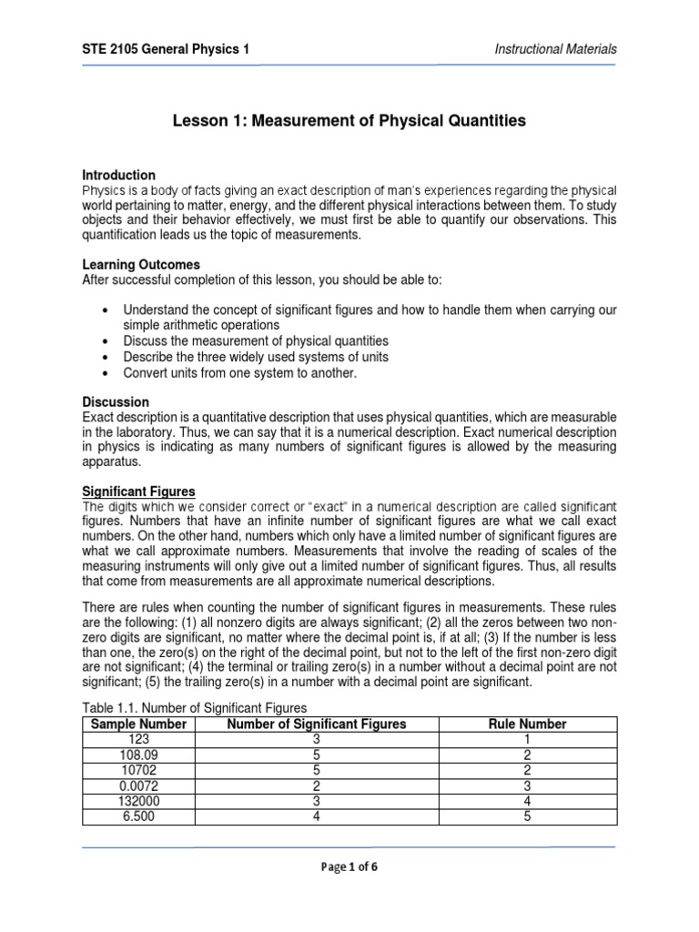 Physics 1: Measurement Basics | PDF | International System Of Units ...