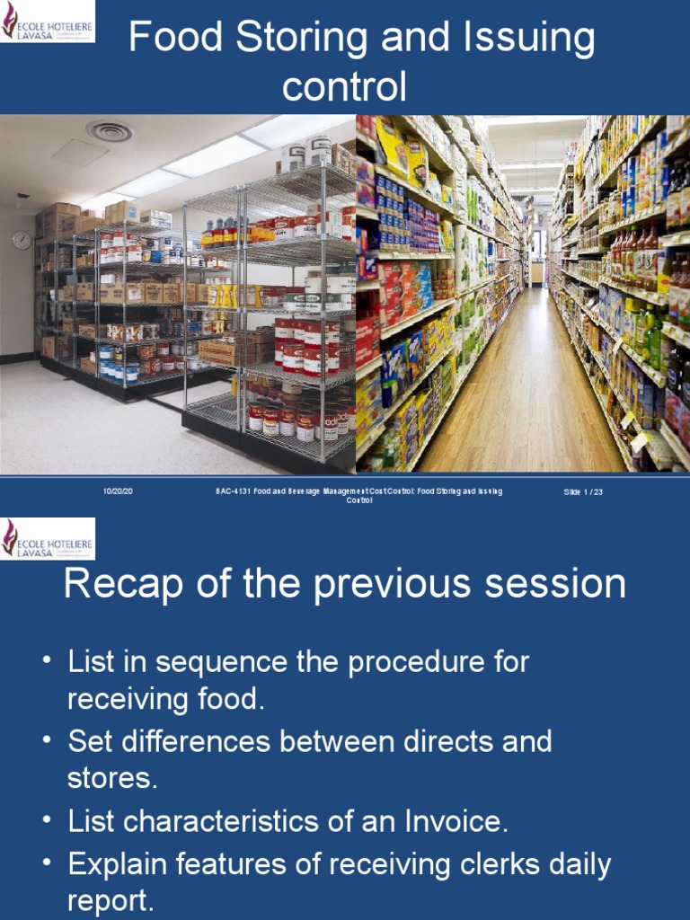 Food Storing & Issuing Control | PDF | Foods | Food And Drink Preparation