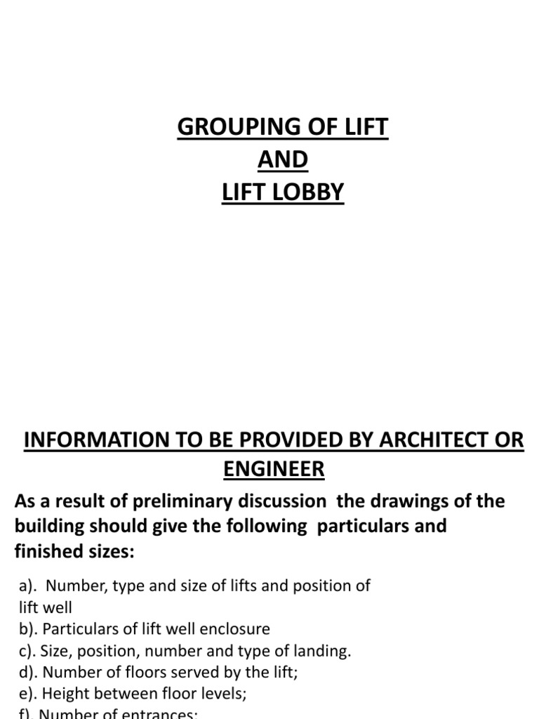 Lift Specifications and Performance Calculations: Details Needed to ...