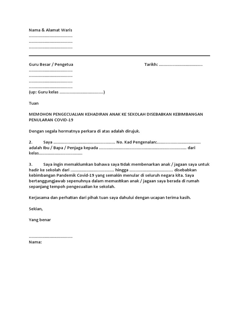 Template Surat Cuti COVID 19 | PDF