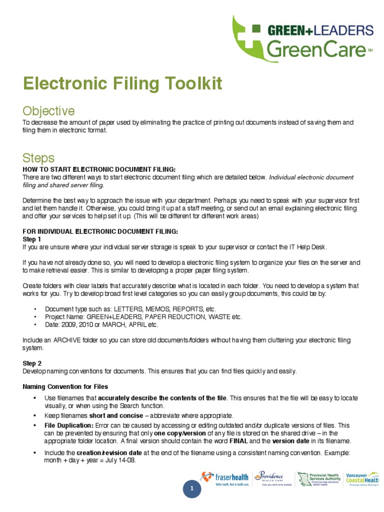 Implementing an Effective Electronic Filing System to Reduce Paper ...