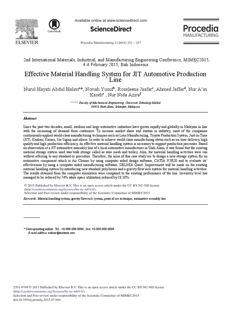 Effective Material Handling System For JIT Automotive Production Line ...