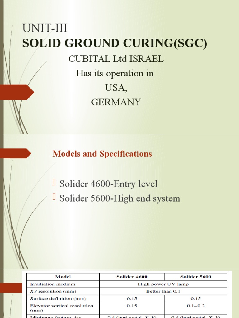 Unit-Iii: Solid Ground Curing (SGC) | PDF