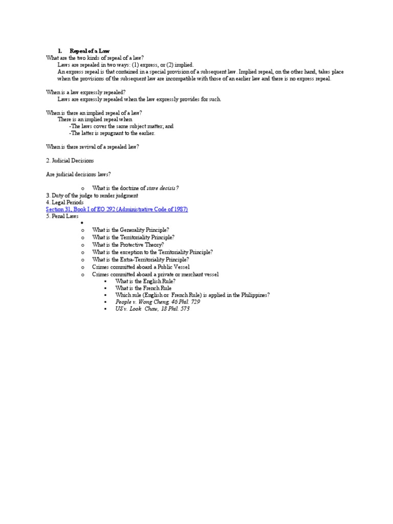 Repeal of A Law: Section 31, Book I of EO 292 (Administrative Code of 1987) | PDF