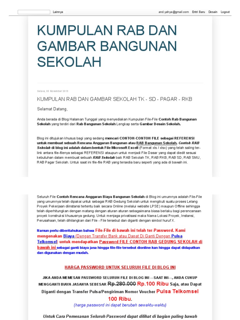 Contoh RAB Bangunan Sekolah TK-SD | PDF
