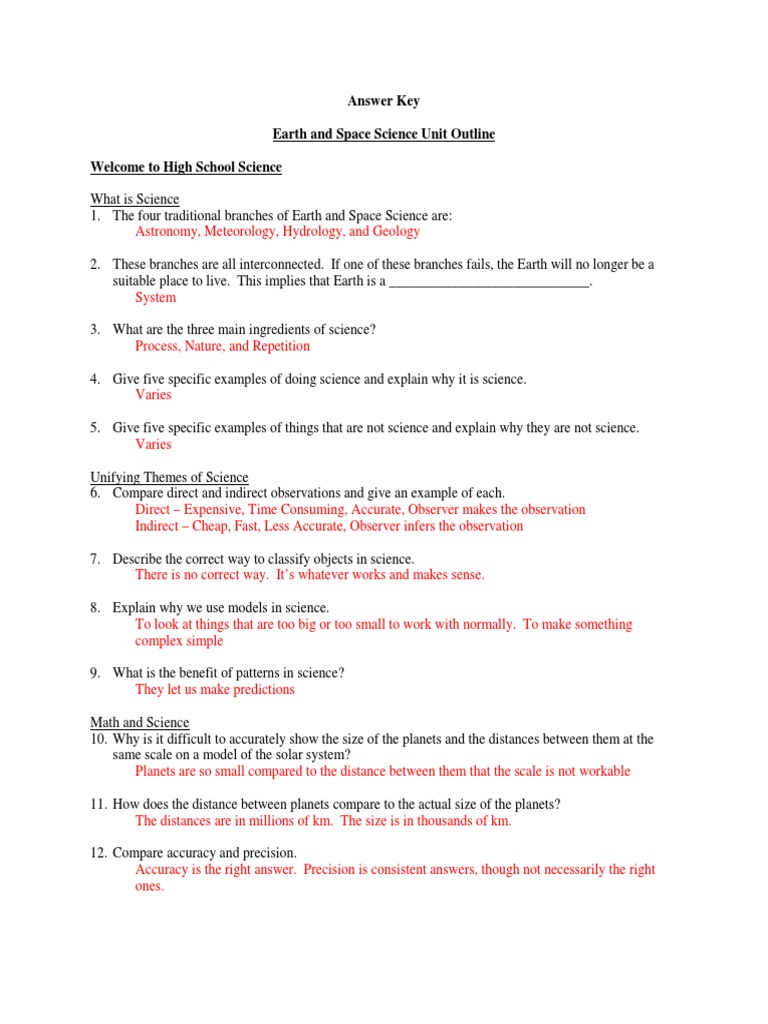 Earth and Space Science Unit Overview | PDF | Science, Technology ...