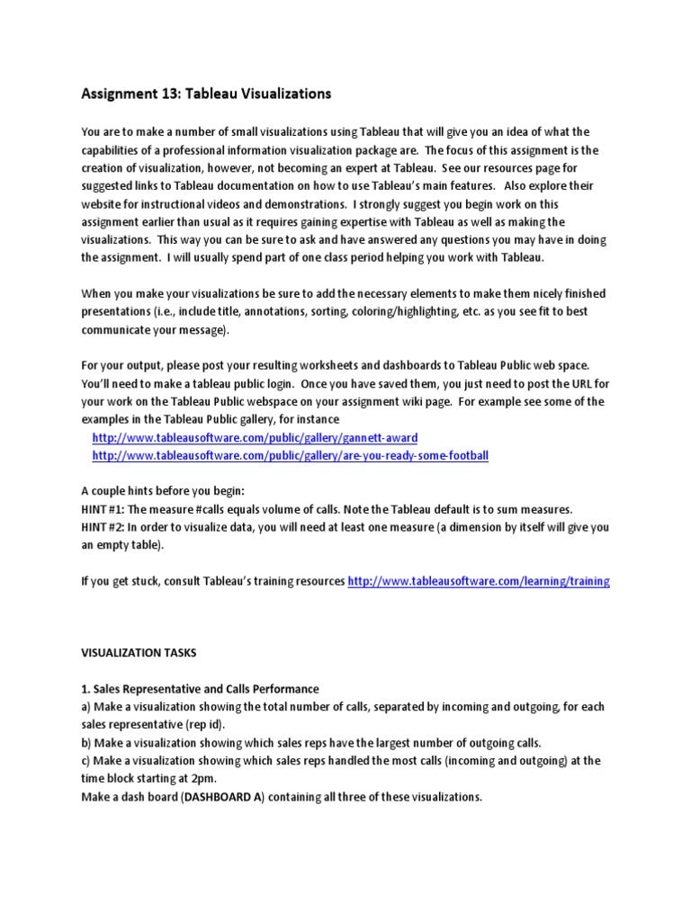 Assignment 13: Tableau Visualizations: Visualization Tasks 1. Sales ...