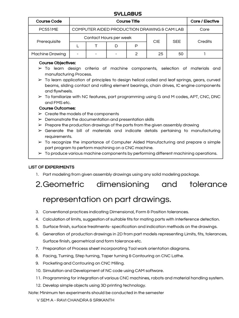 CAPD & CAM Lab Manual PDF | PDF | Engineering Tolerance | Metals