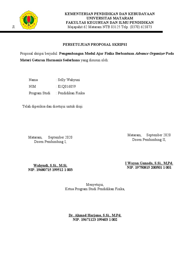 Surat Persetujuan Proposal Skripsi | PDF