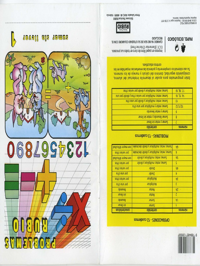 Cuadernillos Rubio - Problemas Rubio - Sumar Sin Llevar | PDF