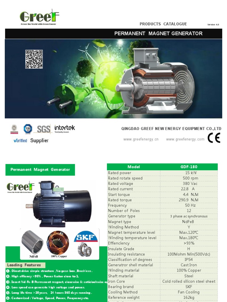Greef Permanent Magnet Generator Specs | PDF | Electric Generator ...