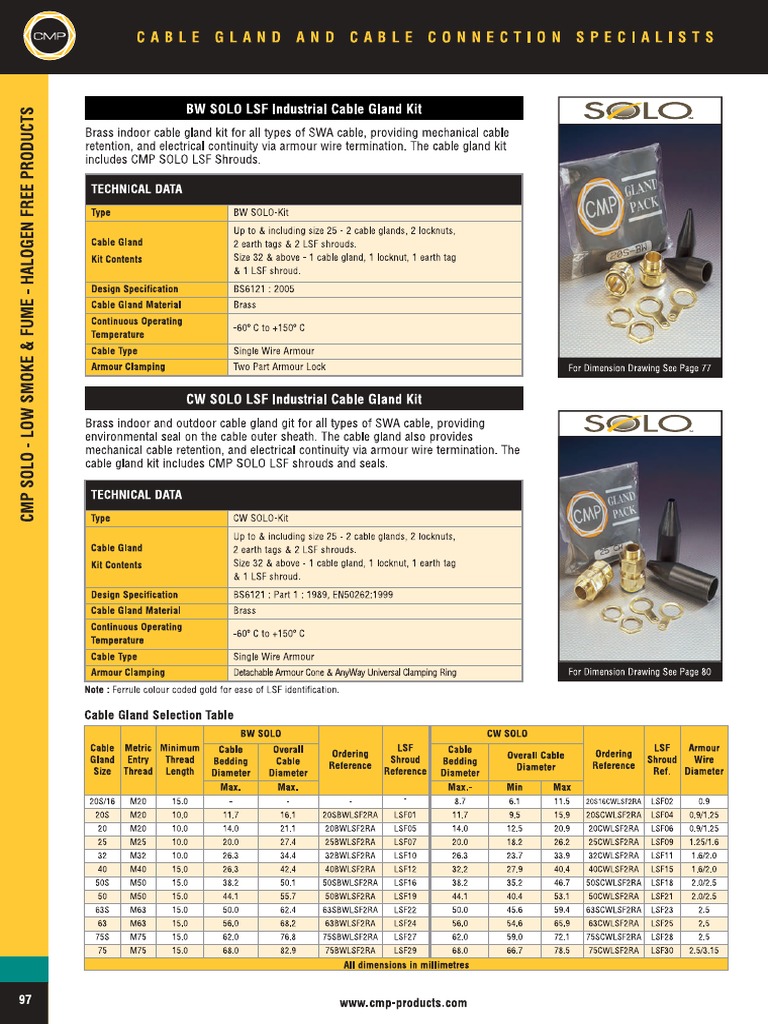 Datasheet CMP - Glands - Kits (EN) | PDF