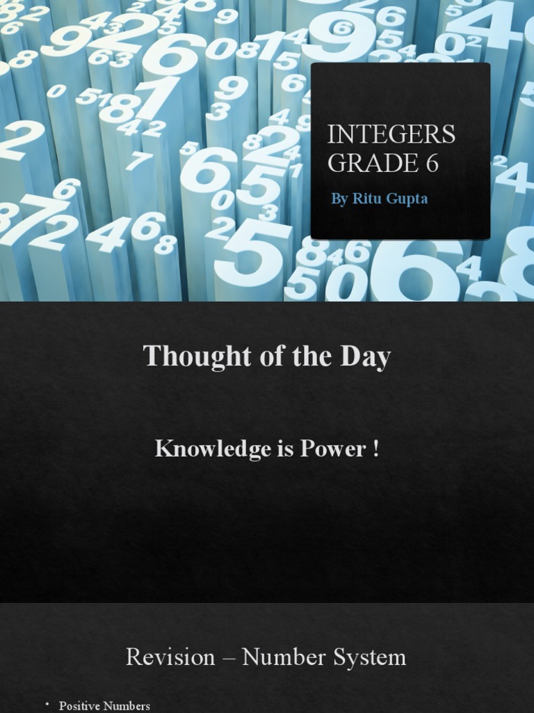 INTEGERS Grade 6 | Download Free PDF | Integer | Numbers