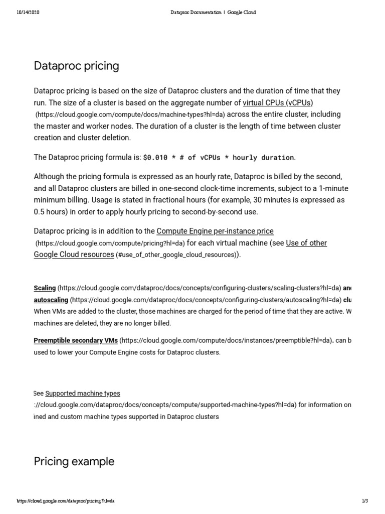 Dataproc Documentation Google Cloud Pdf Cloud Computing