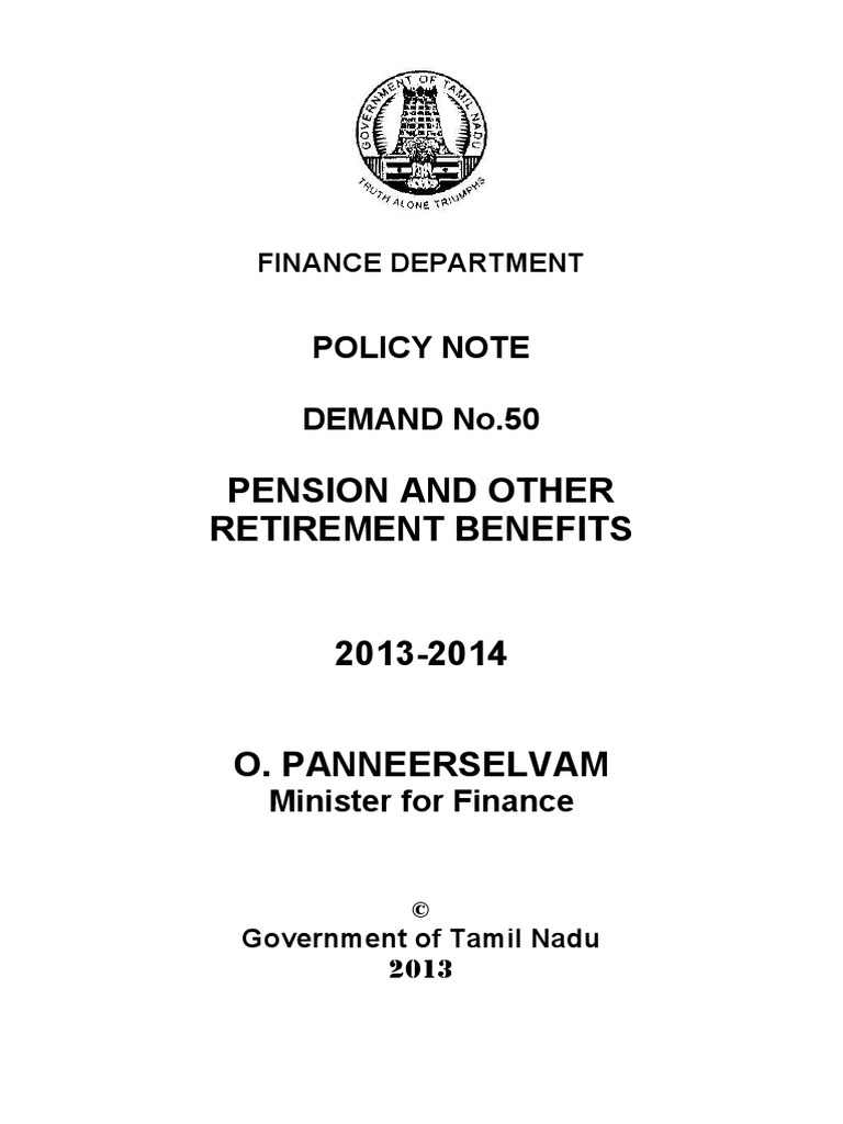 Pension Policy Note - 2013-14 - e | PDF | Pension | Retirement