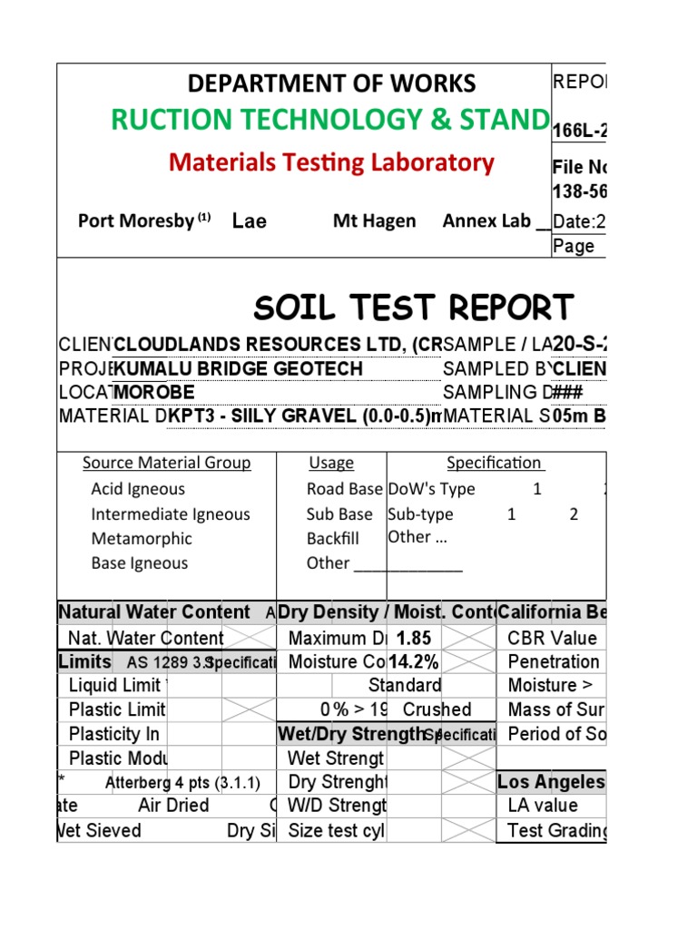 Soil Test Report: Materials Testing Laboratory | PDF | Natural ...