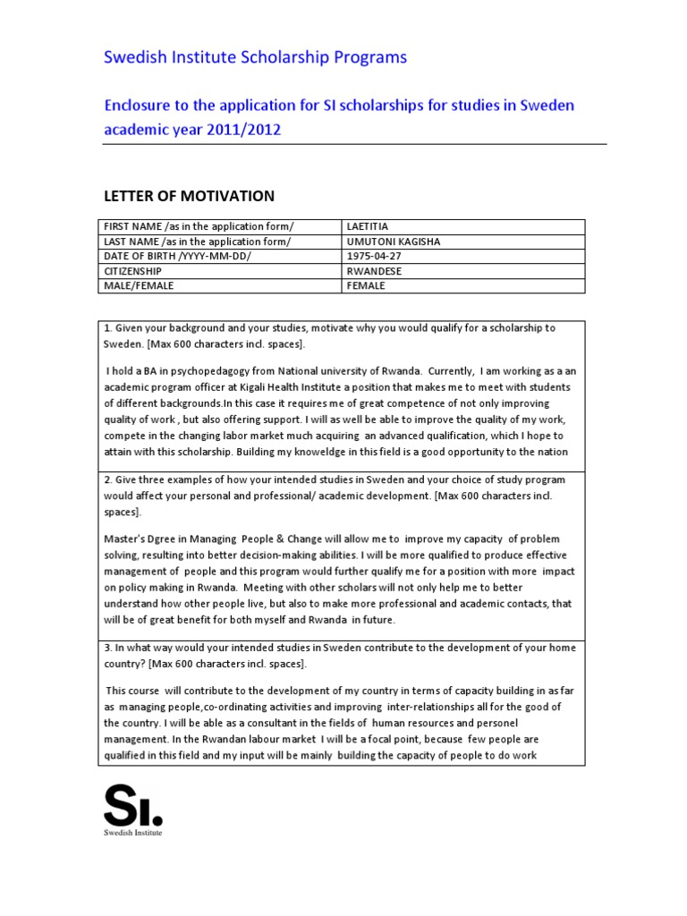 Motivation Letter Form Sisgp Sissa 2021 2022 PDF Sweden, 58% OFF