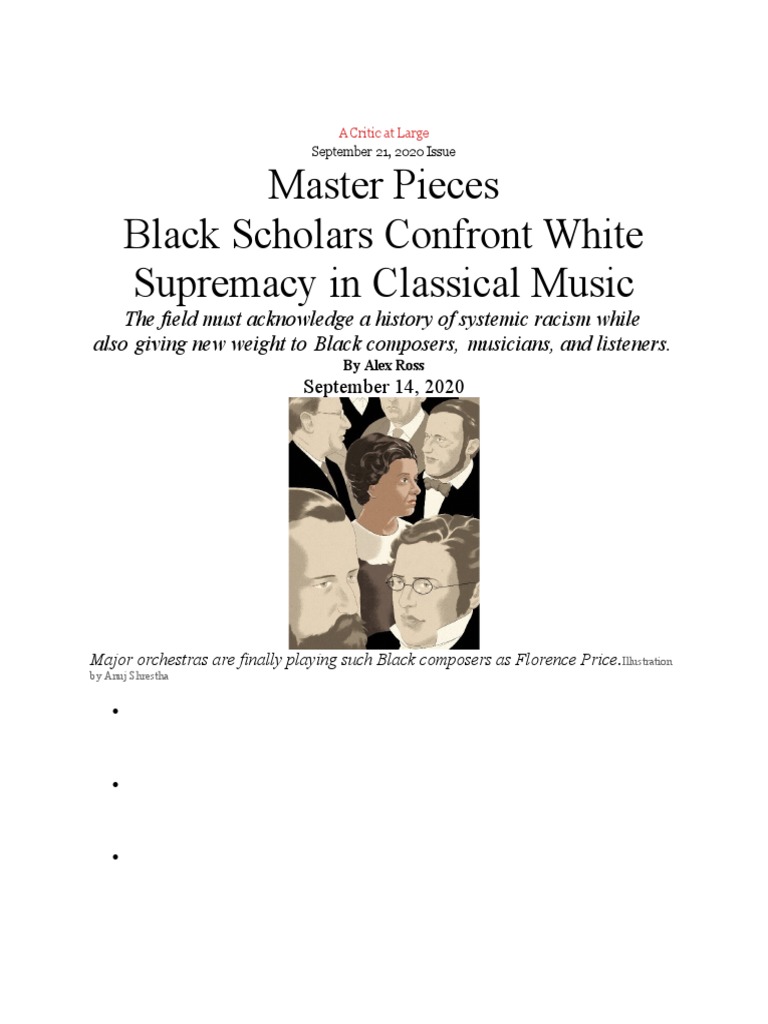 Black Scholars Challenge Classical Music Racism | PDF | Racism ...