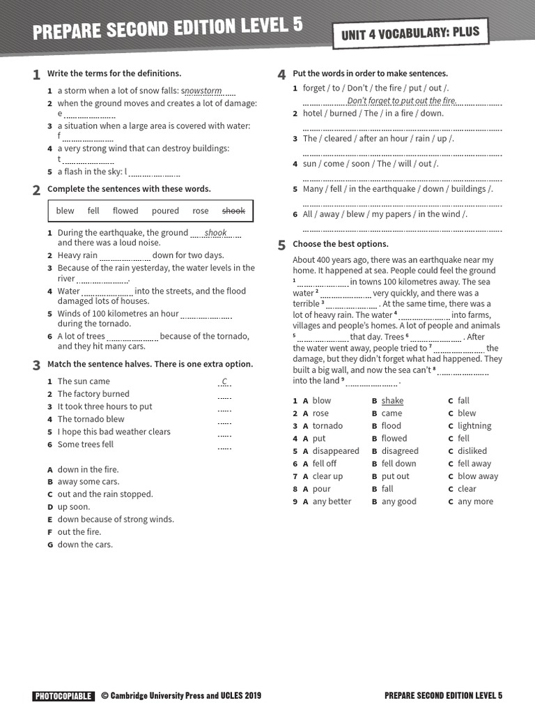 Prepare Second Edition Level 5: Unit 4 Vocabulary: Plus | PDF ...