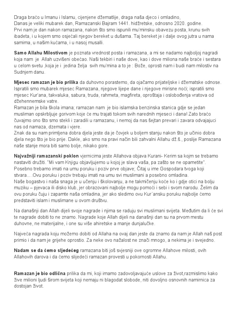 Ramazanska Hutba | PDF