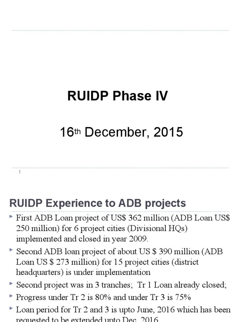 RUIDP Phase IV: Urban Development Plan | PDF | Government | Economies