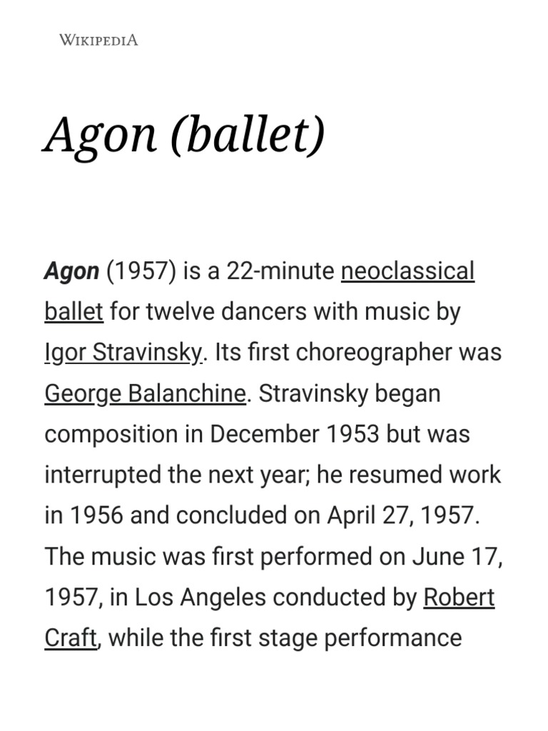 Agon | PDF | Ballet | Dances