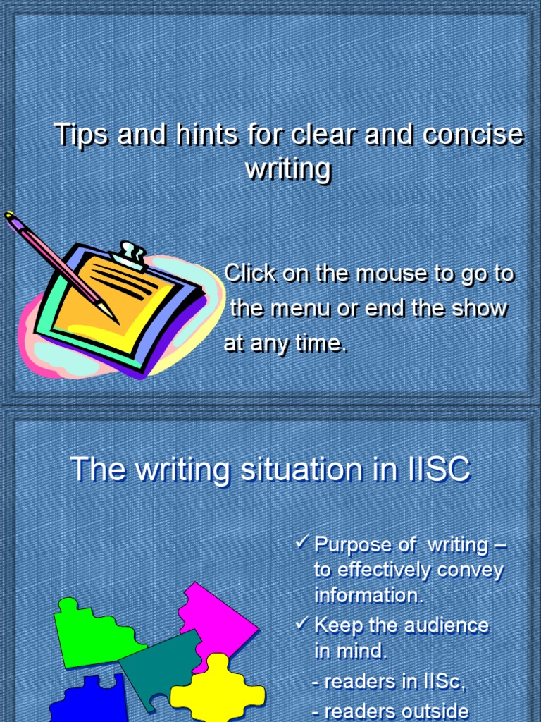 Tips and Hints For Clear and Concise Writing | PDF | Paragraph | Cognition