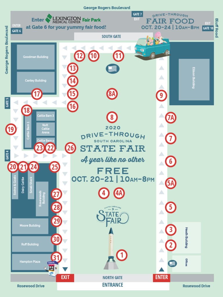SC State Fair Drive-Thru Map For Attractions | PDF | Cattle | Food Industry
