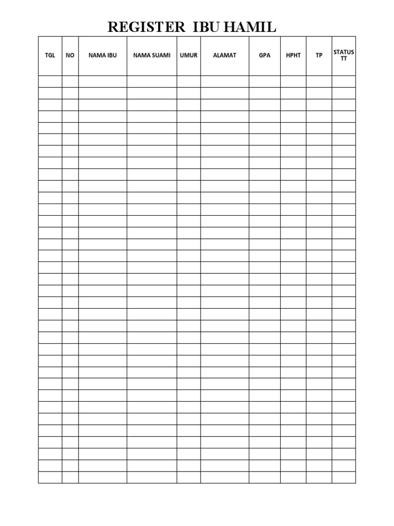 Buku Register Kunjungan Ibu Hamil | PDF