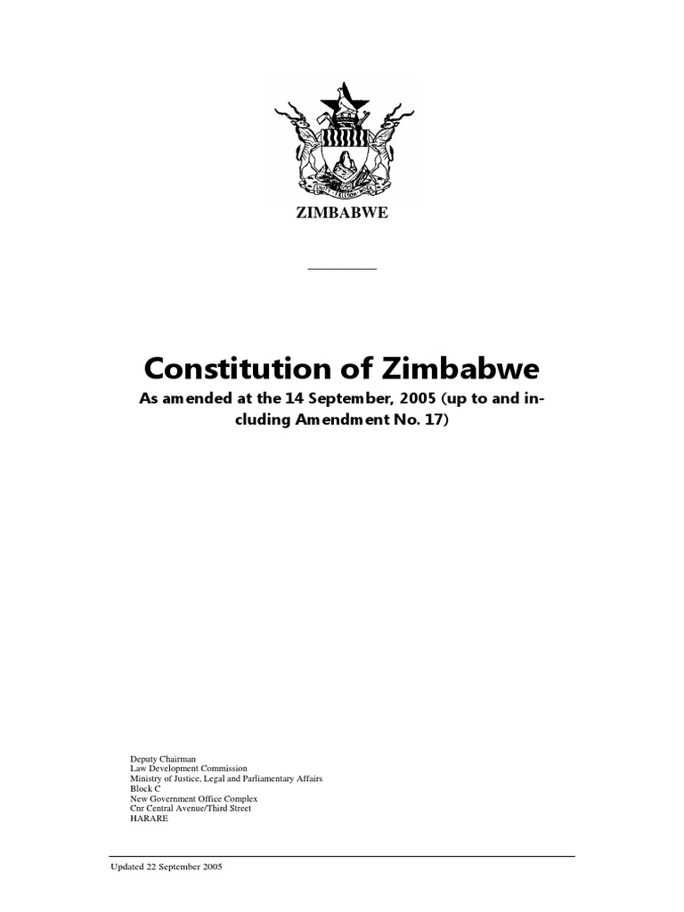Zimbabwe Constitution Amendments 2005 | PDF | Speaker (Politics ...