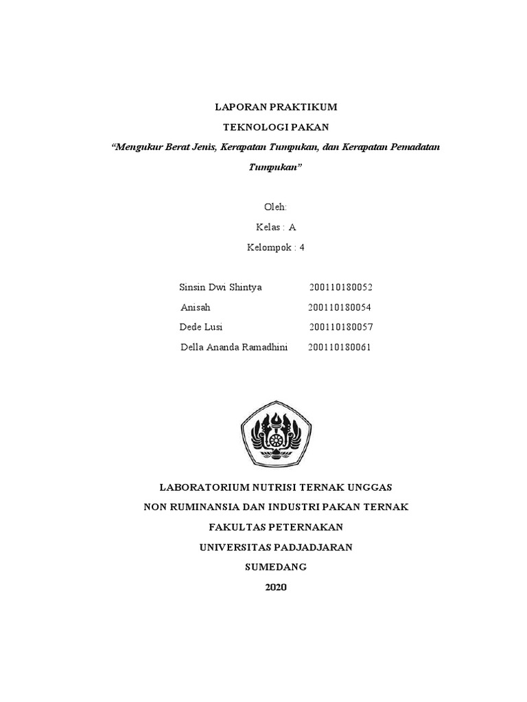 Cover, Pendahuluan Mengukur Berat Jenis, Kerapatan Tumpukan, Dan ...