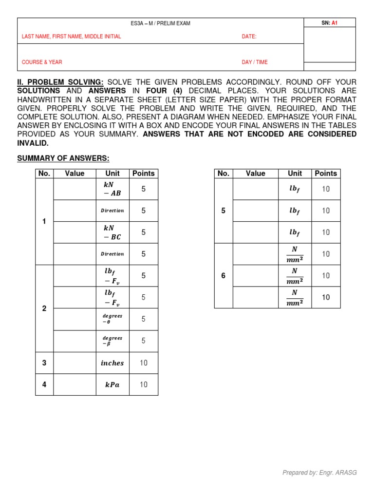 Ii. Problem Solving: Solve The Given Problems Accordingly. Round Off ...
