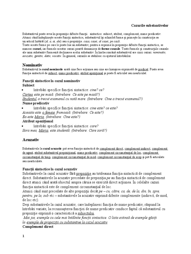 Cazurile Substantivelor | PDF