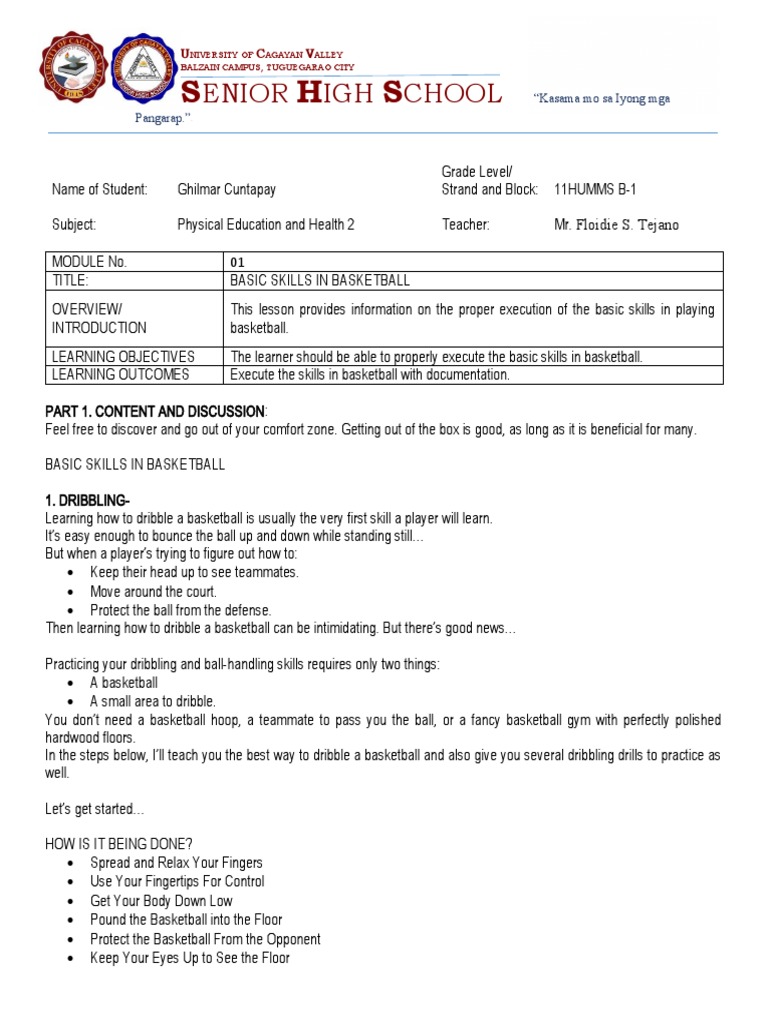 Basketball Module | PDF | Hand | Finger