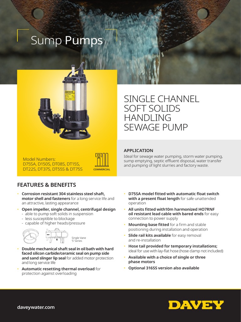 Sump Pumps: Single Channel Soft Solids Handling Sewage Pump | PDF ...