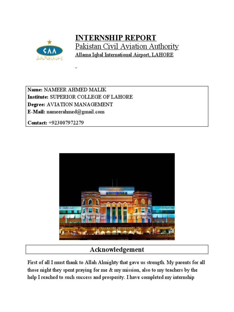 CAA Internship Report | PDF | Cargo | Human Resource Management