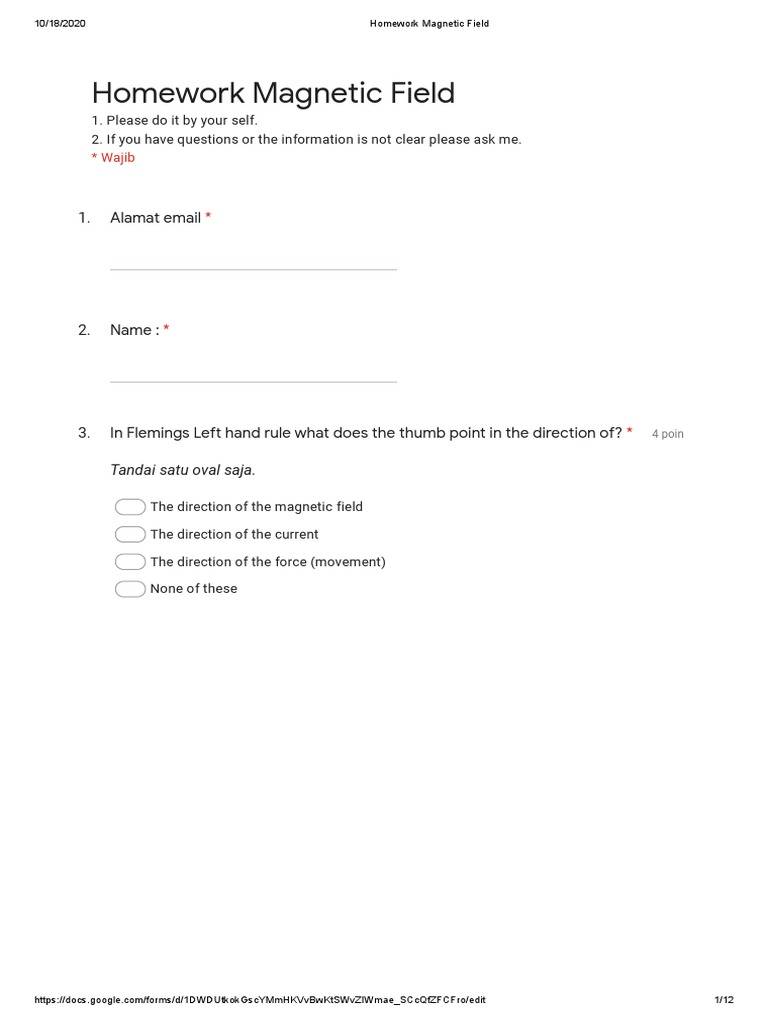 Homework Magnetic Field | PDF | Magnetic Field | Electromagnetism