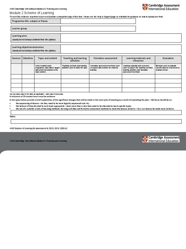 Module 2 Scheme of Learning Template v2 | PDF | Teaching Method ...
