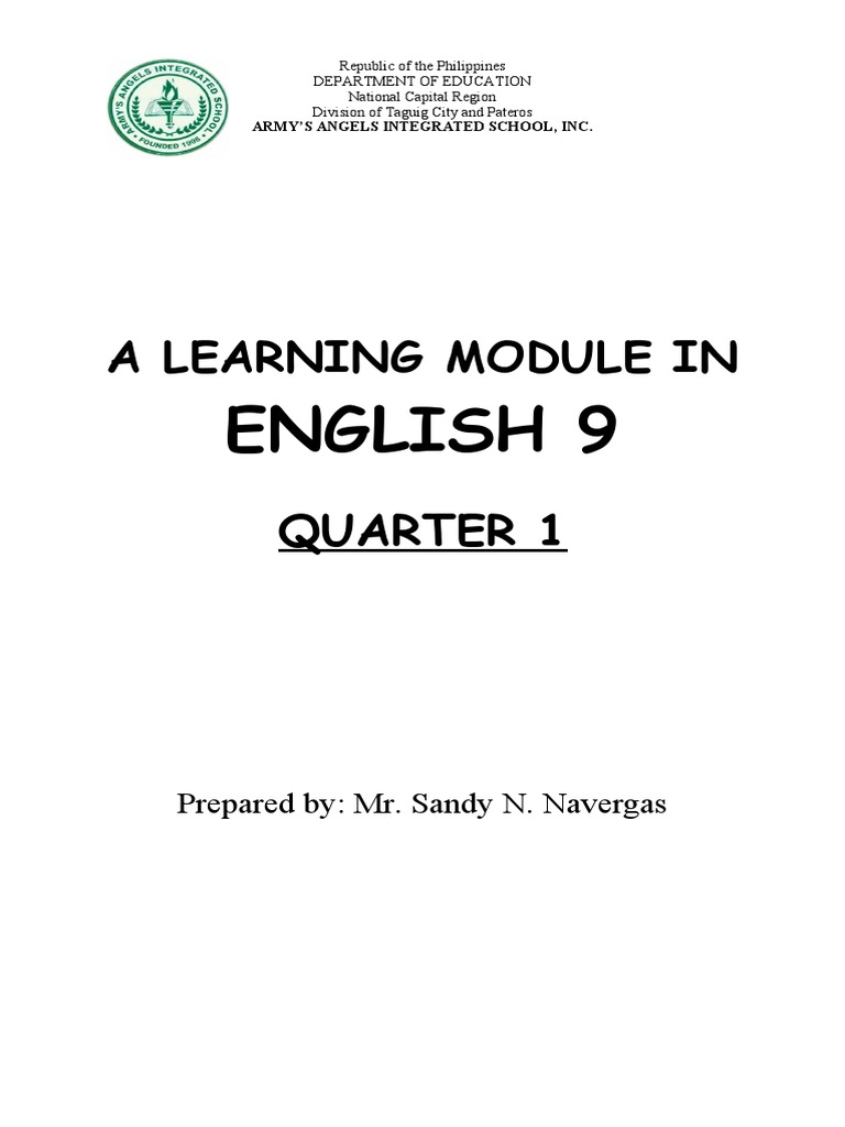 A Learning Module In: English 9 | Download Free PDF | Morphology ...
