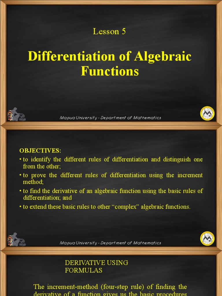 Lesson 5-Differentiation of Algebraic Functions | PDF | Derivative | Fraction (Mathematics)