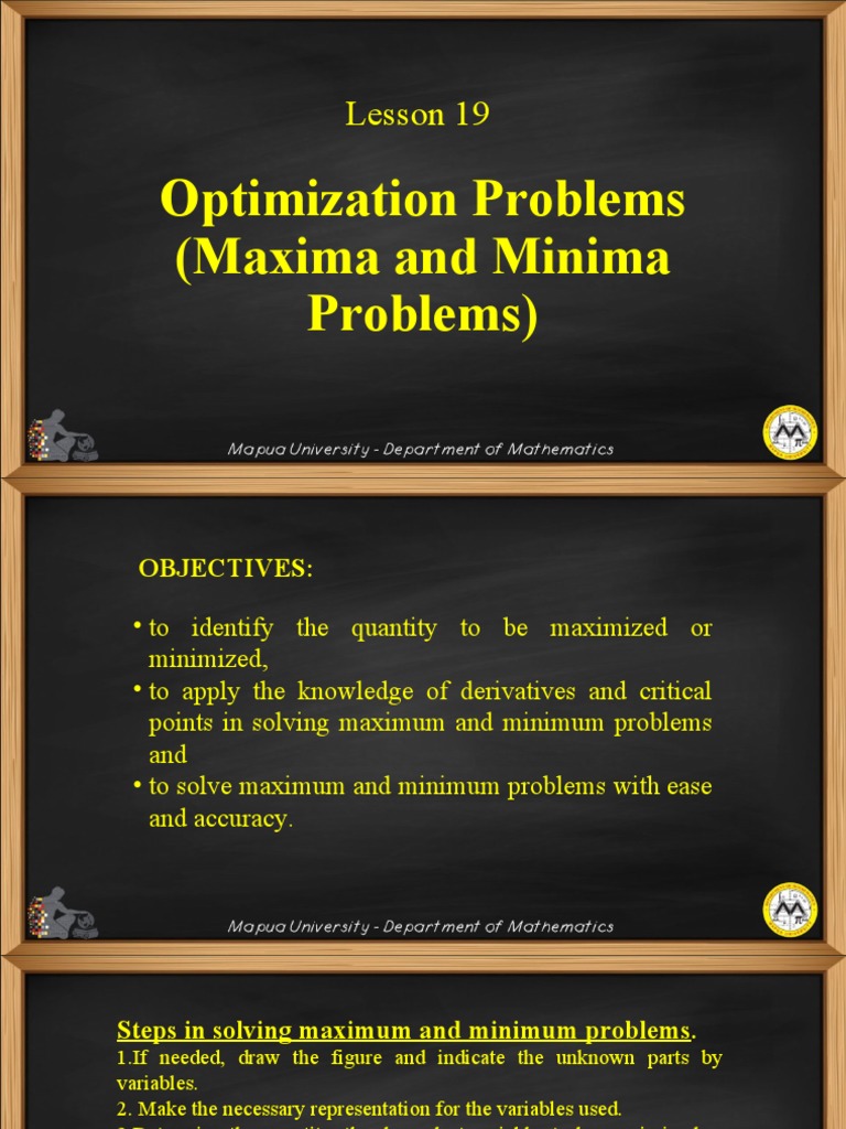 Lesson 19-Optimization Problems (Maxima and Minima Problems) | Download Free PDF | Maxima And ...