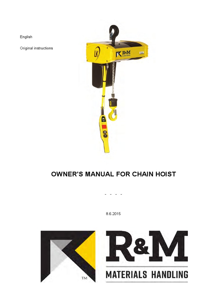 Owner'S Manual For Chain Hoist: English Original Instructions | PDF ...