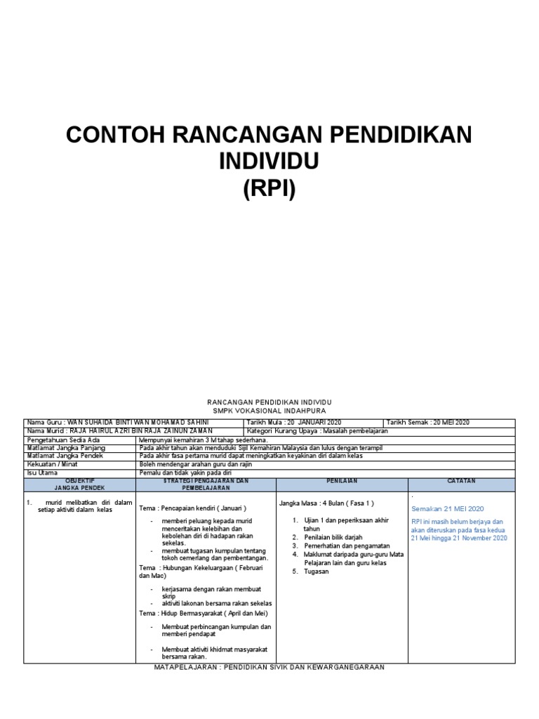 CONTOH RPI LAINdocx | PDF