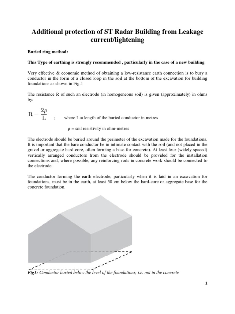 Buried Ring Earthing | PDF | Electrical Resistivity And Conductivity | Soil
