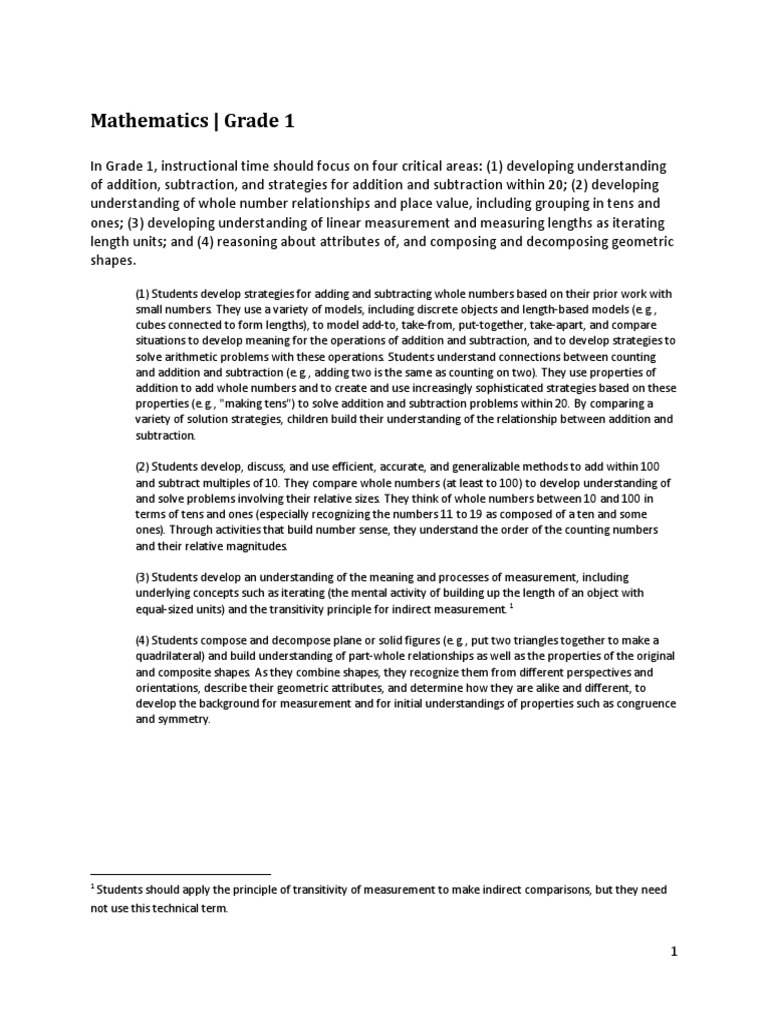 Mathematics - Grade 1 | PDF | Shape | Equations