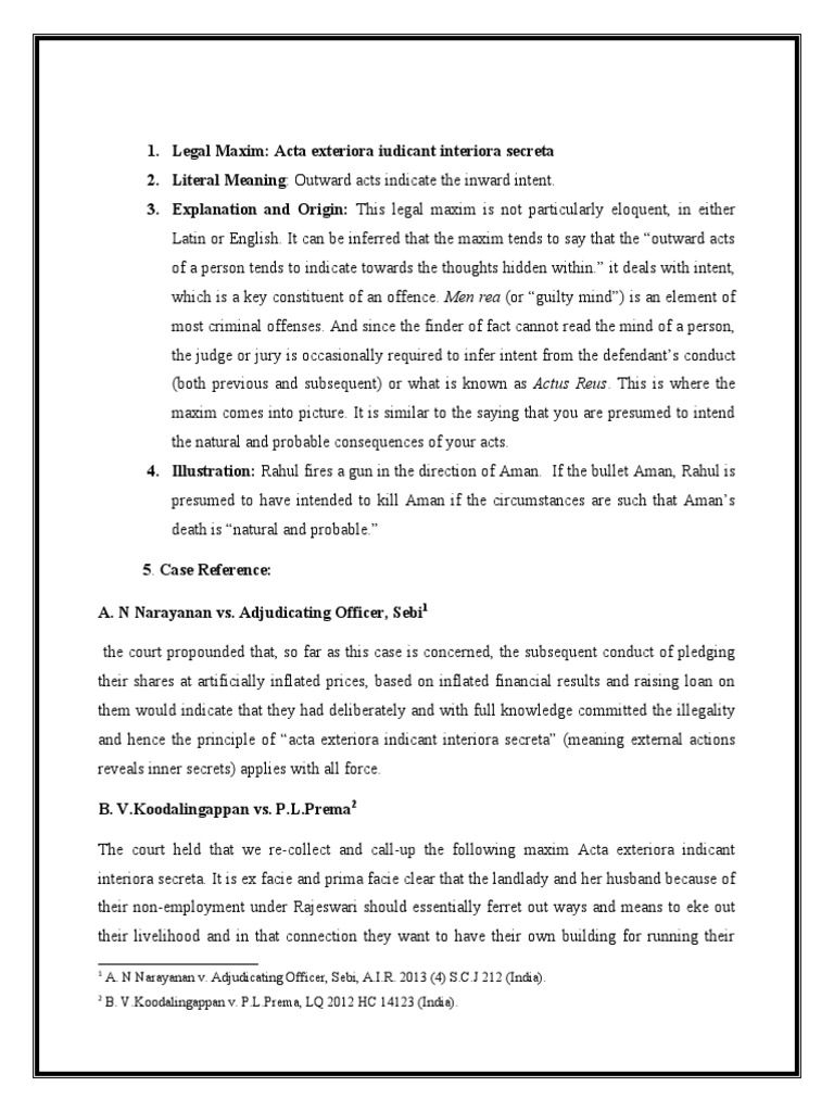 Legal Maxims Edited Version | PDF | Intention (Criminal Law) | Crime ...