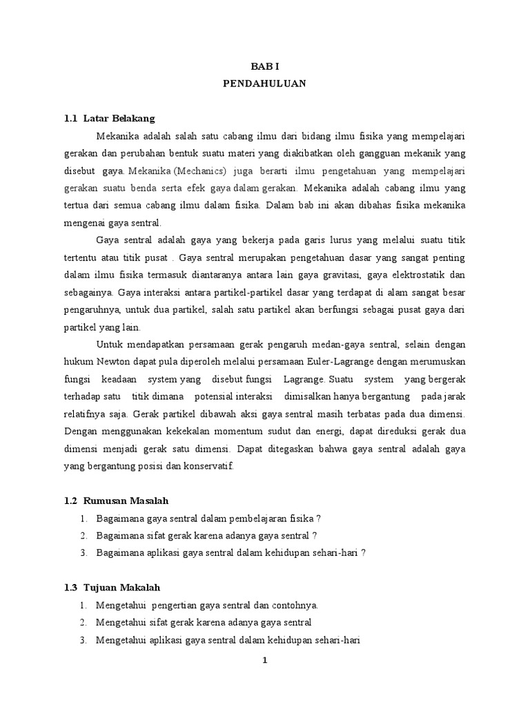 Gaya Sentral dalam Fisika Mekanika | PDF | Sains & Matematika