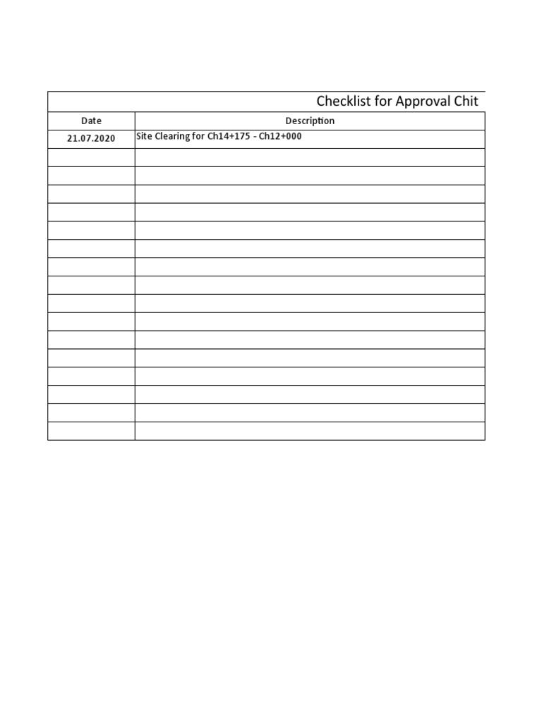 Checklist For Approval Chit | PDF